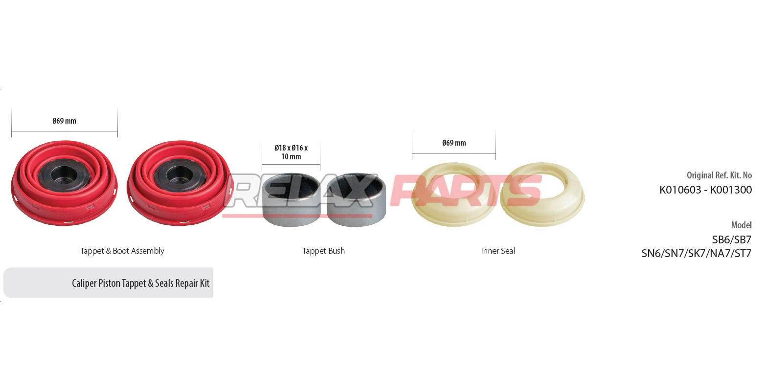 60218 – CALIPER PISTON TAPPET & SEALS REPAIR KIT K001300 KNORR
